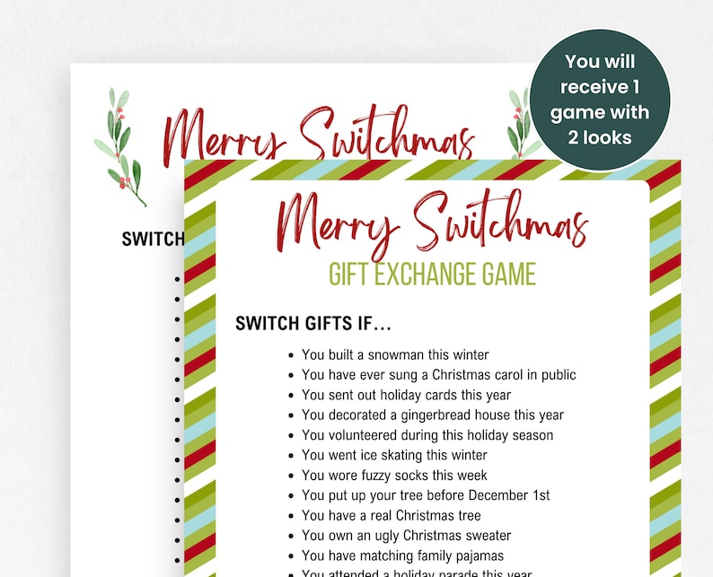 Christmas Gift Exchange Game, Christmas Game Printable, White Elephant ...