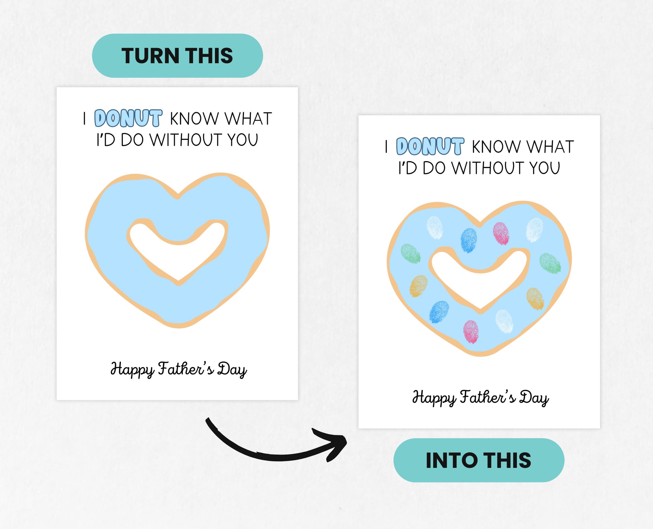 Donut Handprint Art Template for Dad, Father's Day Fingerprint Craft ...