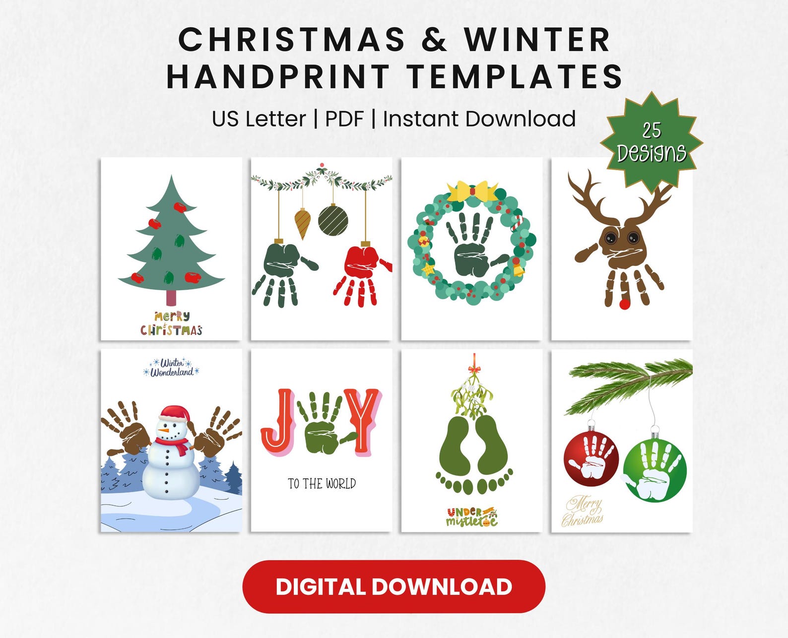 Christmas Handprint Craft Templates, Toddler Handprint Crafts ...