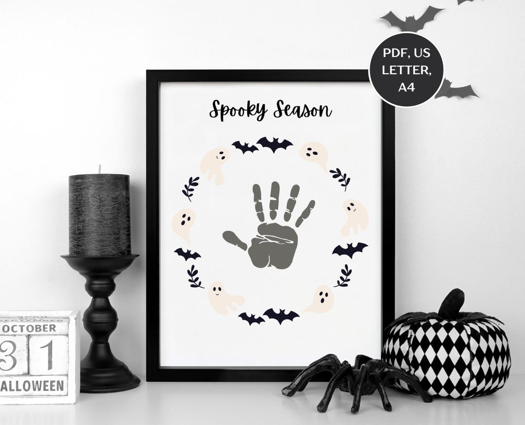 Halloween Handprint Craft Template, Halloween Handprint Art, Halloween ...