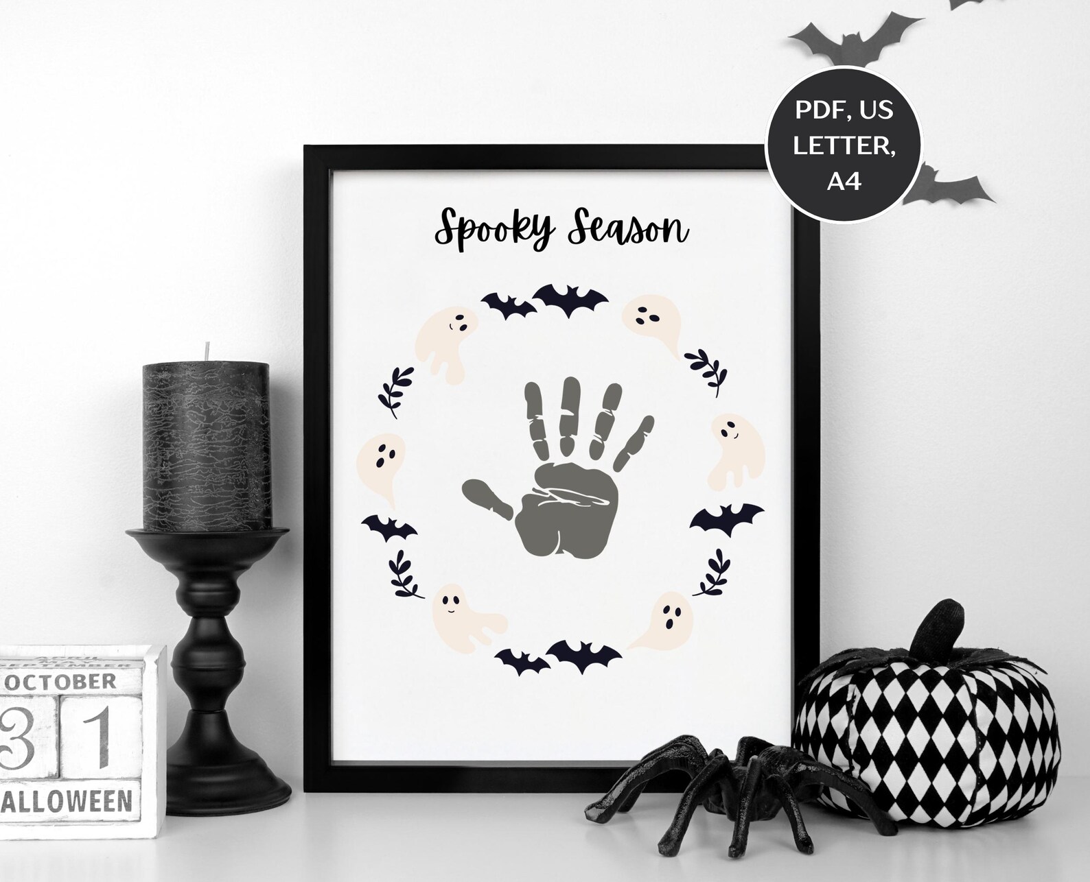 Halloween Handprint Craft Template, Halloween Handprint Art, Halloween ...
