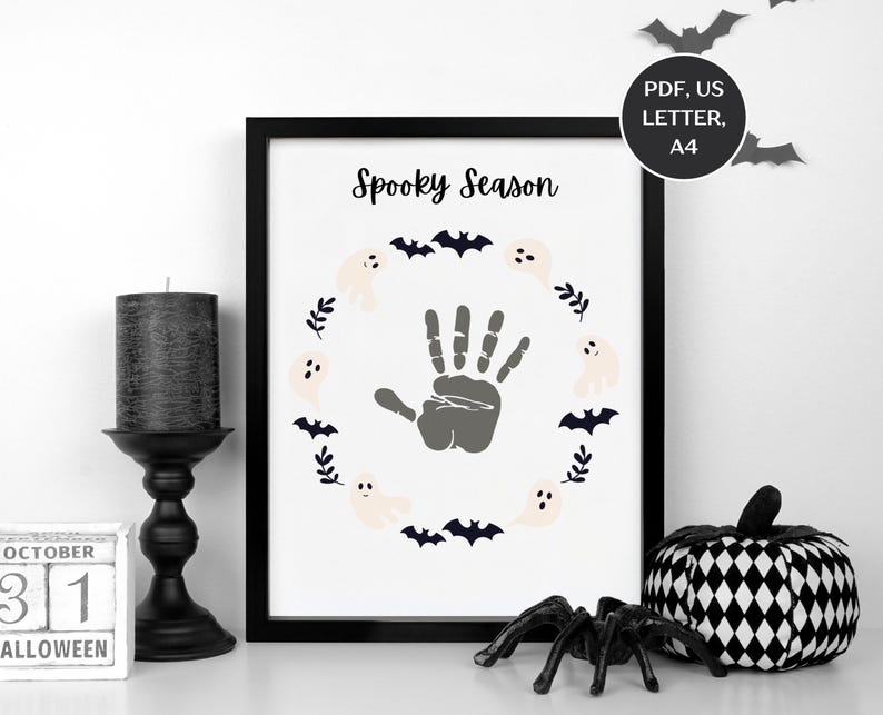 Halloween Handprint Craft Template, Halloween Handprint Art, Halloween ...