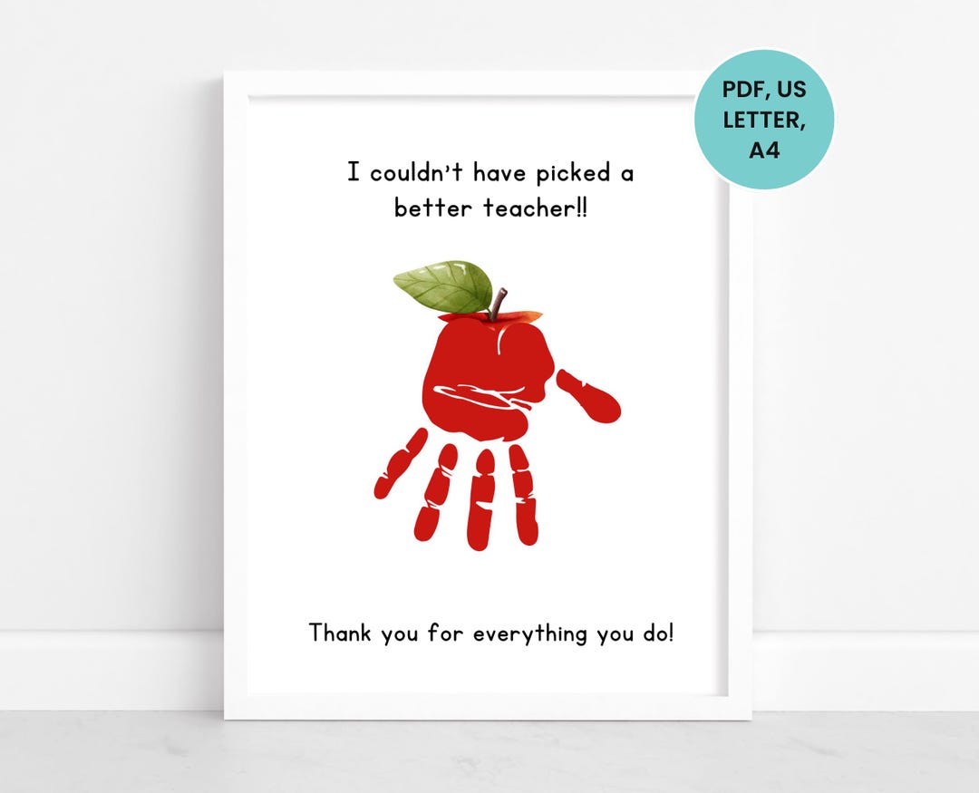 Teacher Appreciation Handprint Art, Apple Handprint Craft, Teacher ...