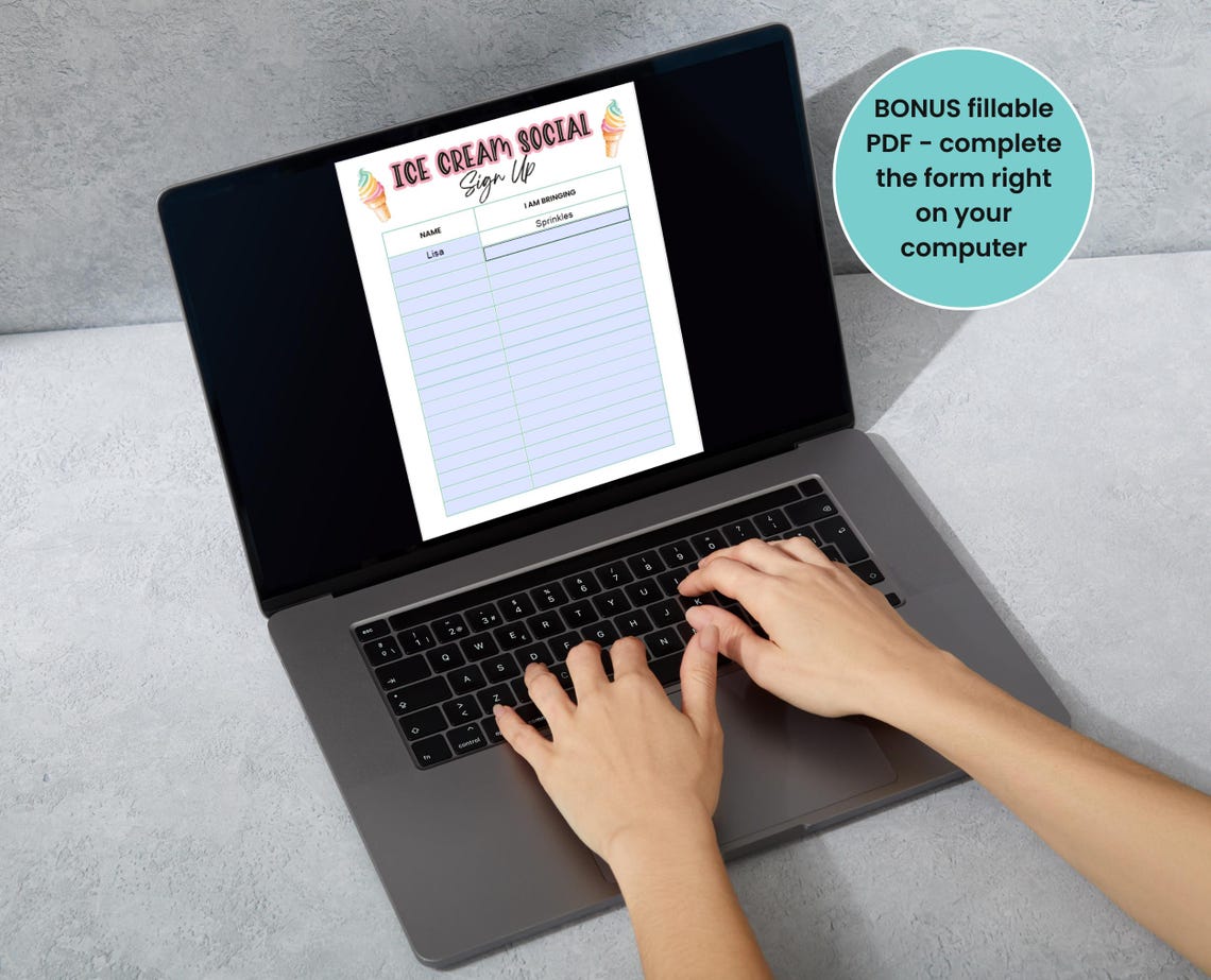 Ice Cream Social Sign up Sheet, Office Potluck Party Printable, Ice ...