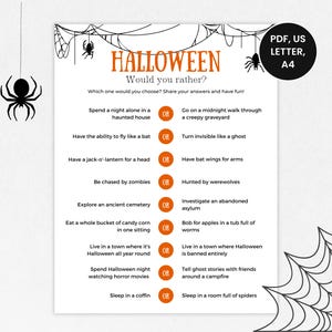 Halloween Would You Rather, Printable Halloween Party Activity, Virtual ...