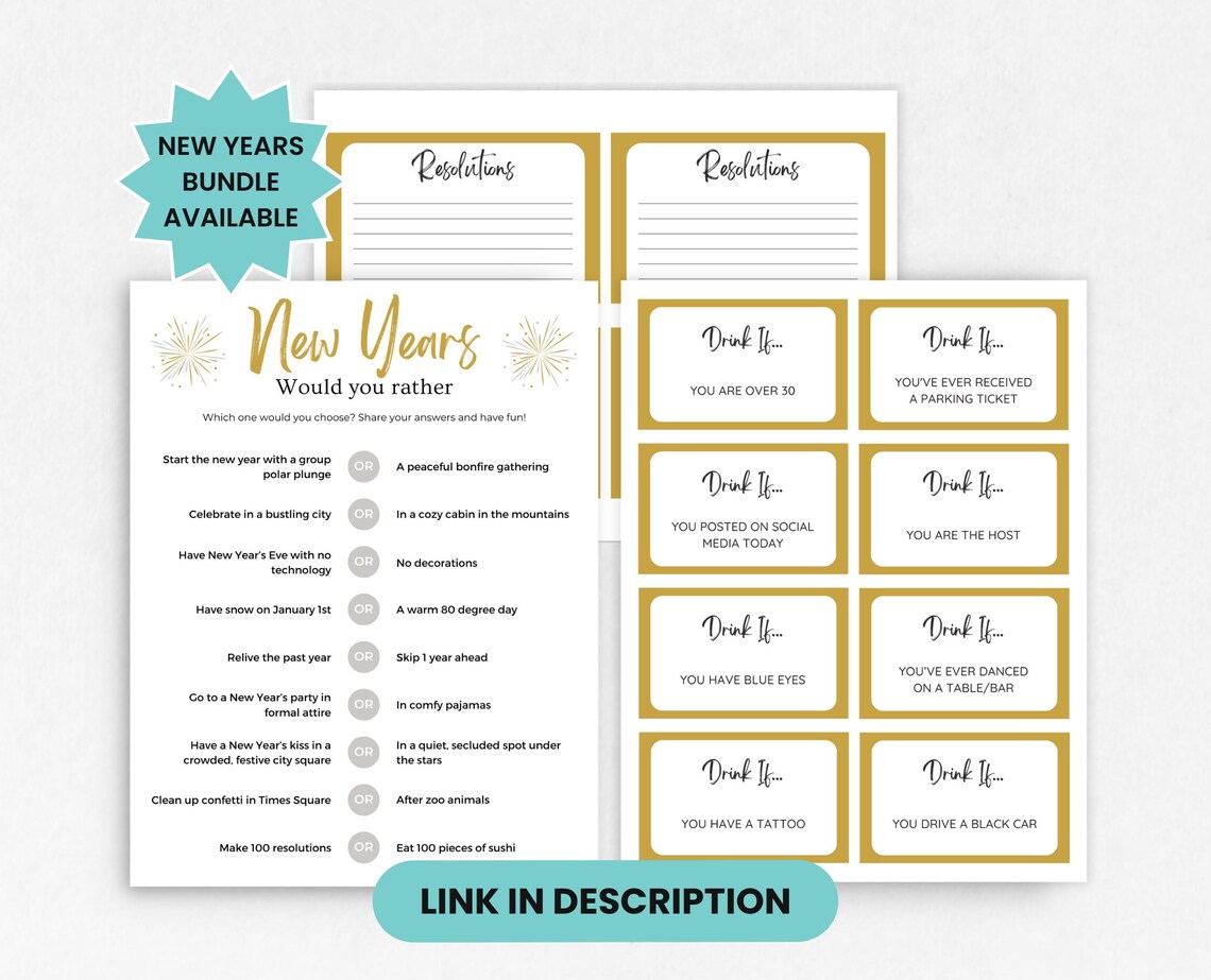 New Years Would You Rather, Printable New Year's Eve Game, New Years ...