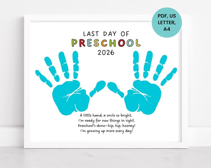 Preschool Graduation Handprint Art Craft, Printable | Last Day of ...