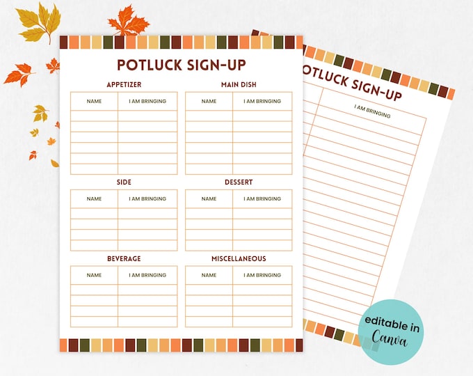 Potluck Sign up Sheet | Mother's Day Potluck Sign up Sheet | Mother's ...