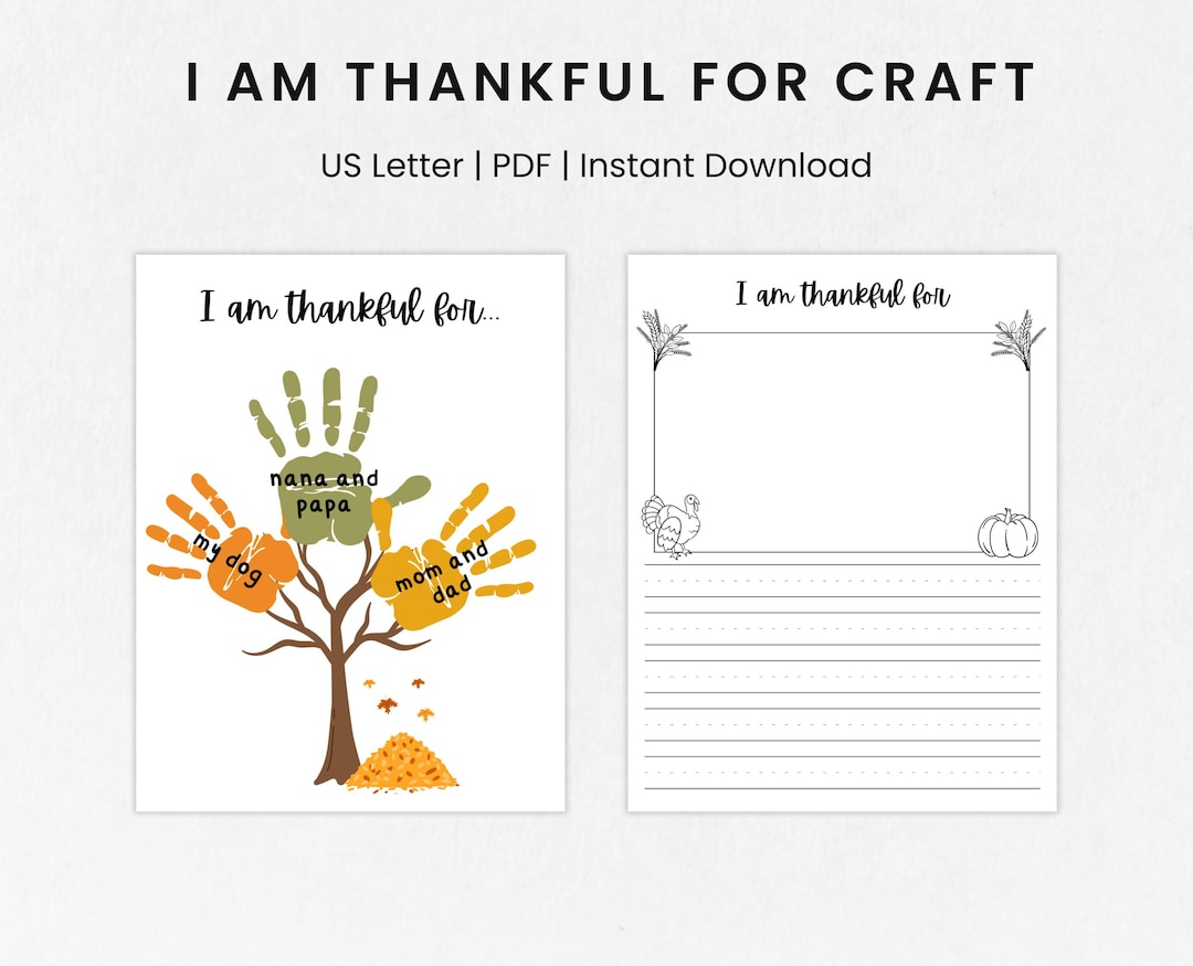 I Am Thankful for Handprint Activity, Fall Handprint Craft, Toddler ...