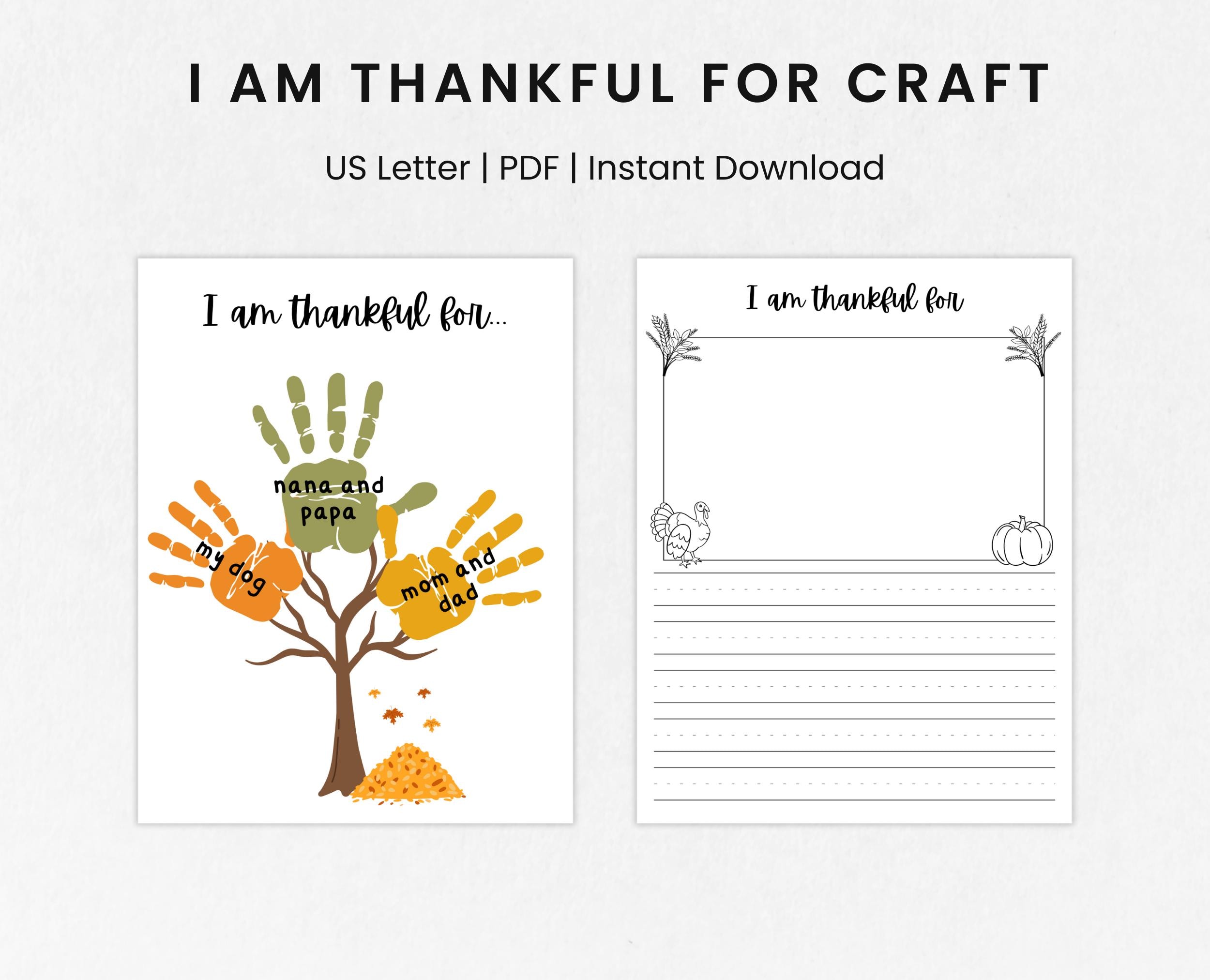 I Am Thankful for Handprint Activity, Fall Handprint Craft, Toddler ...