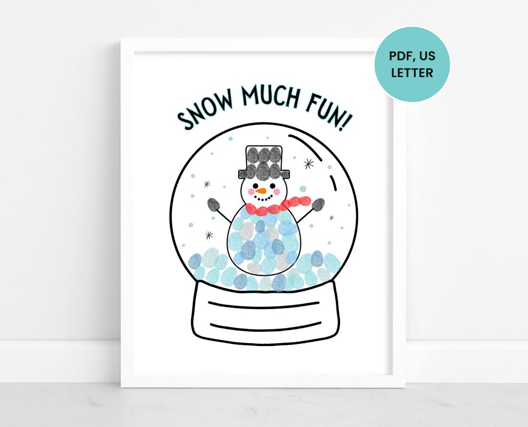 Snow Much Fun Snow Globe Fingerprint Craft Template, Fingerprint Crafts ...