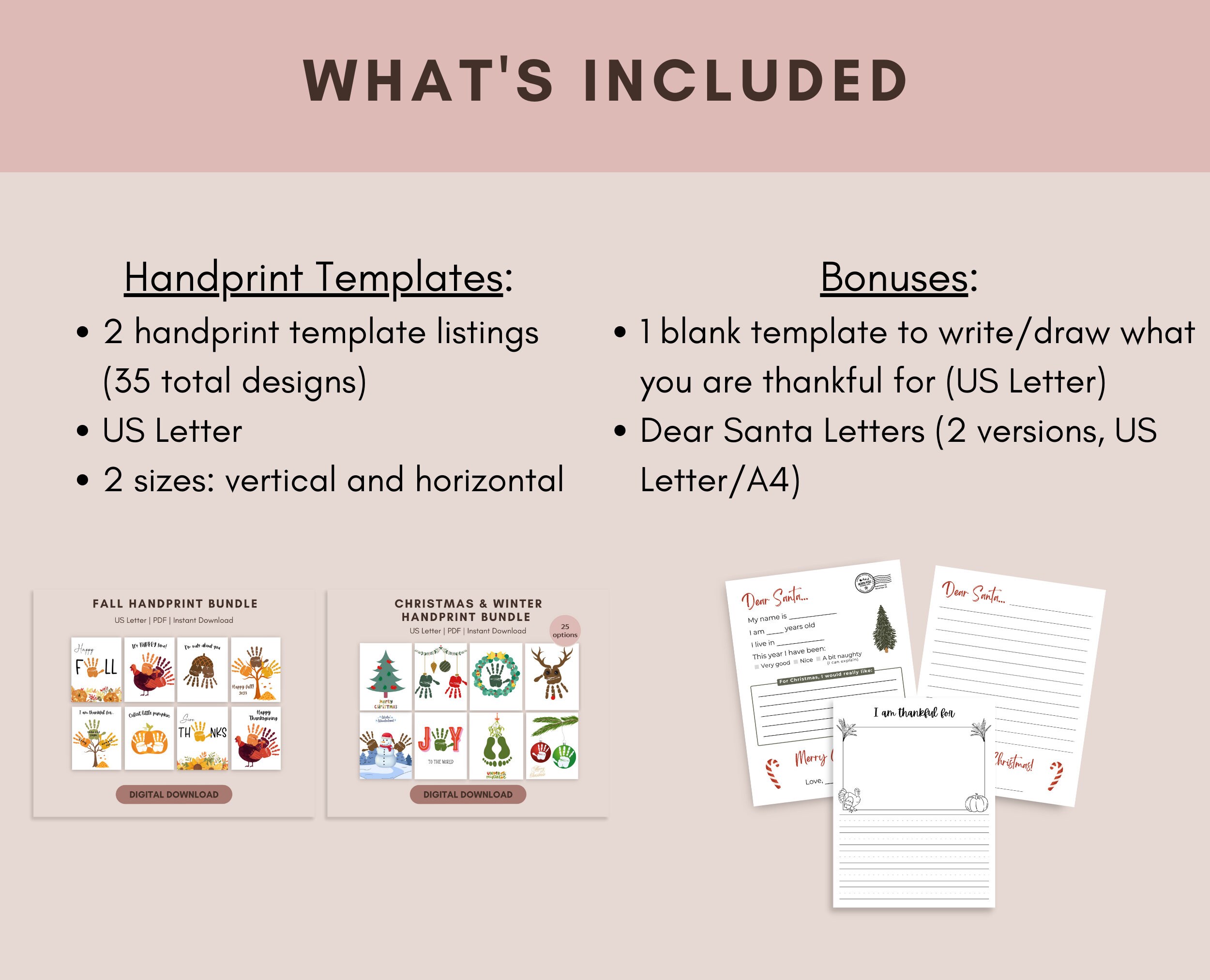 Handprint Bundle for Kids, Fall Handprint Craft, Christmas Handprint ...