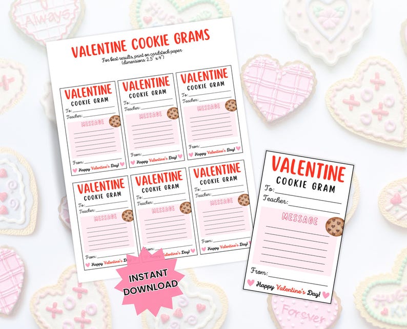 Valentine Cookie Gram Printable, Valentine's Day Dance Fundraiser, PTO ...