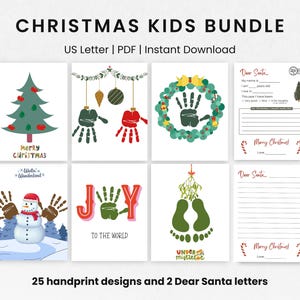 Christmas Kids Bundle, Handprint Templates, Toddler Handprint Crafts ...
