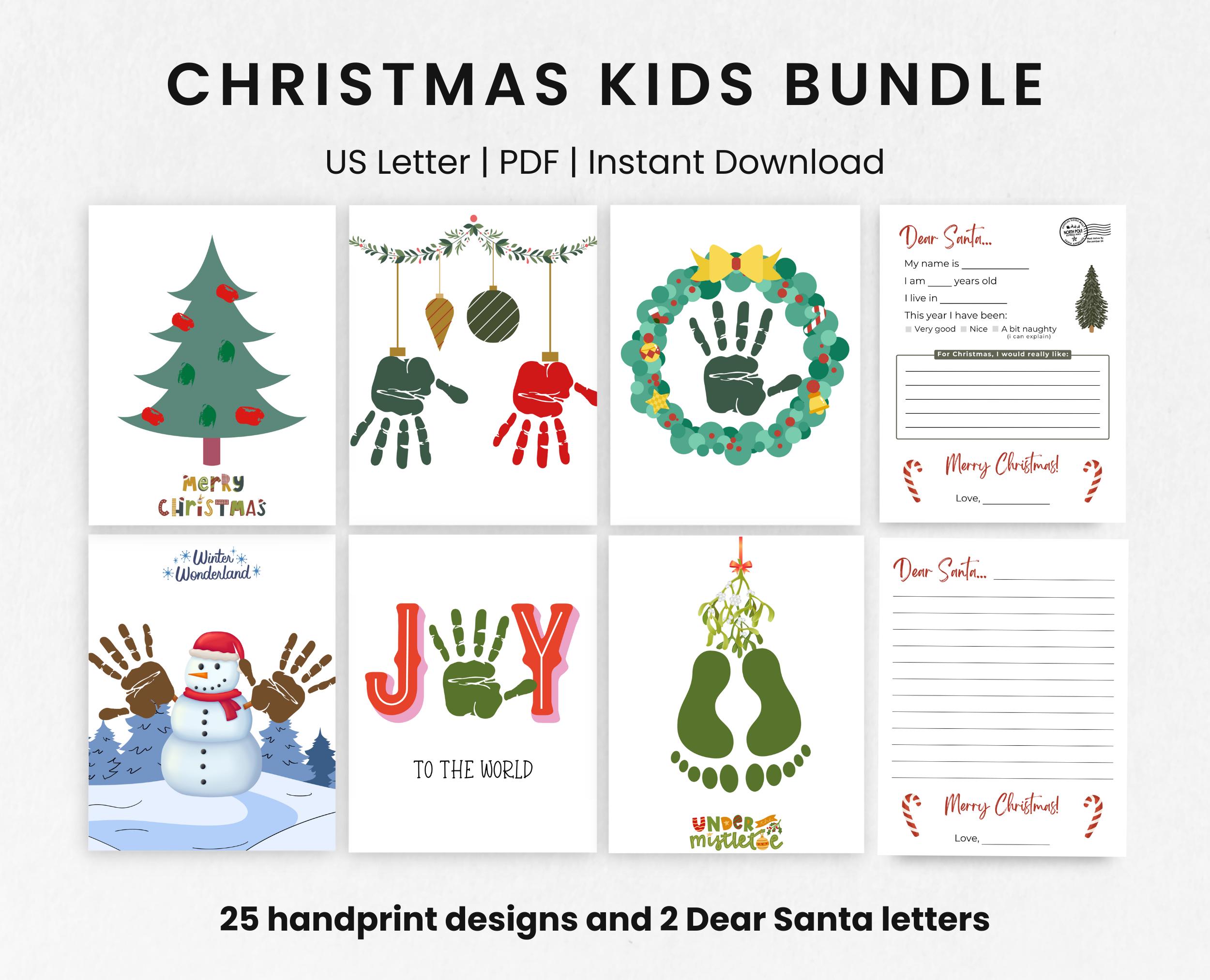 Christmas Kids Bundle, Handprint Templates, Toddler Handprint Crafts ...