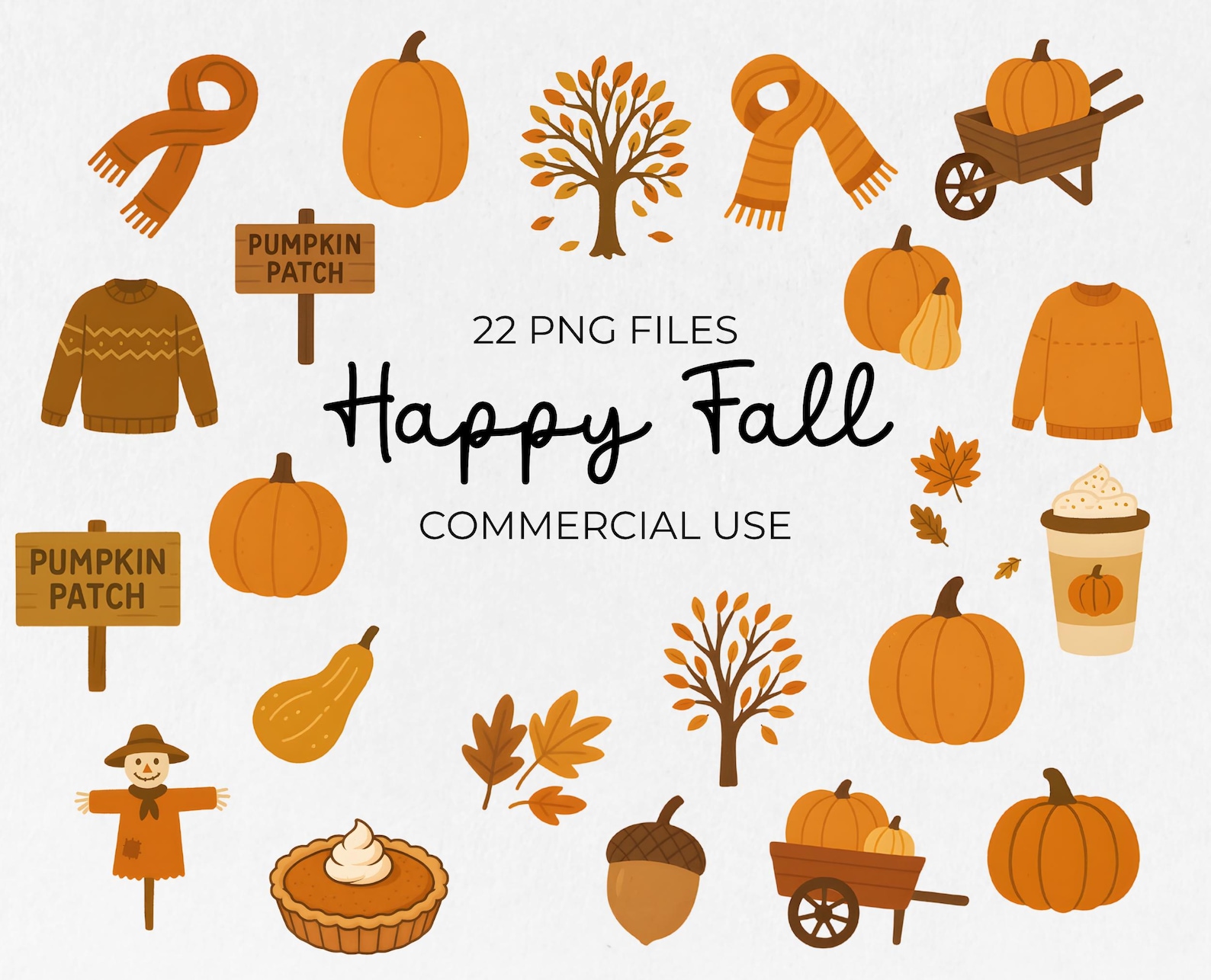 Fall Clipart Bundle, Cute Fall Png Bundle, Cozy Autumn Clipart, Pumpkin ...
