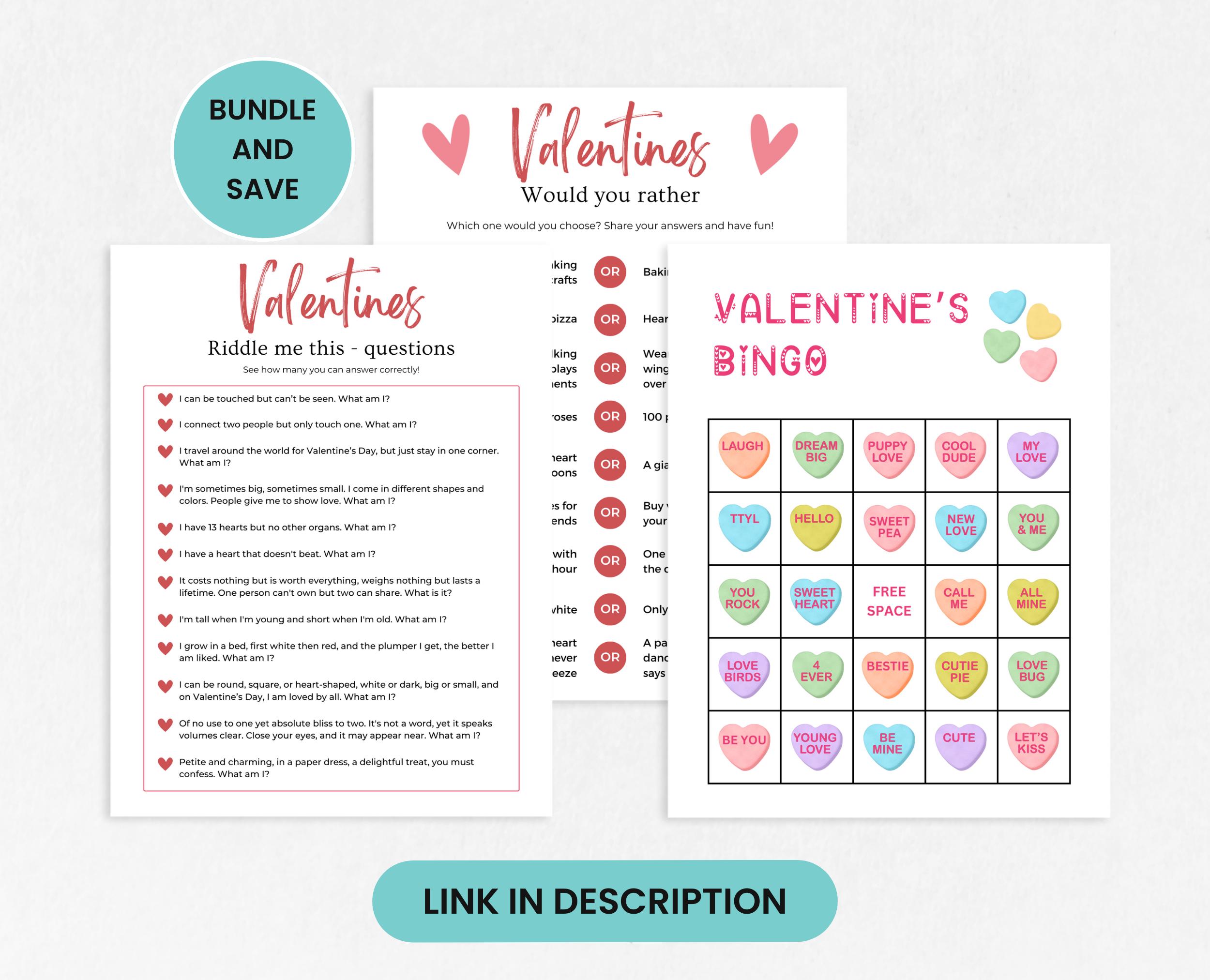 Valentine's Bingo, Valentines Bingo Printable, Conversation Hearts ...