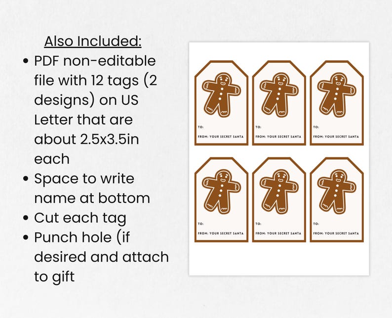 Editable Secret Santa Gift Tag, to From Gift Tags, Santa Gift Tags ...