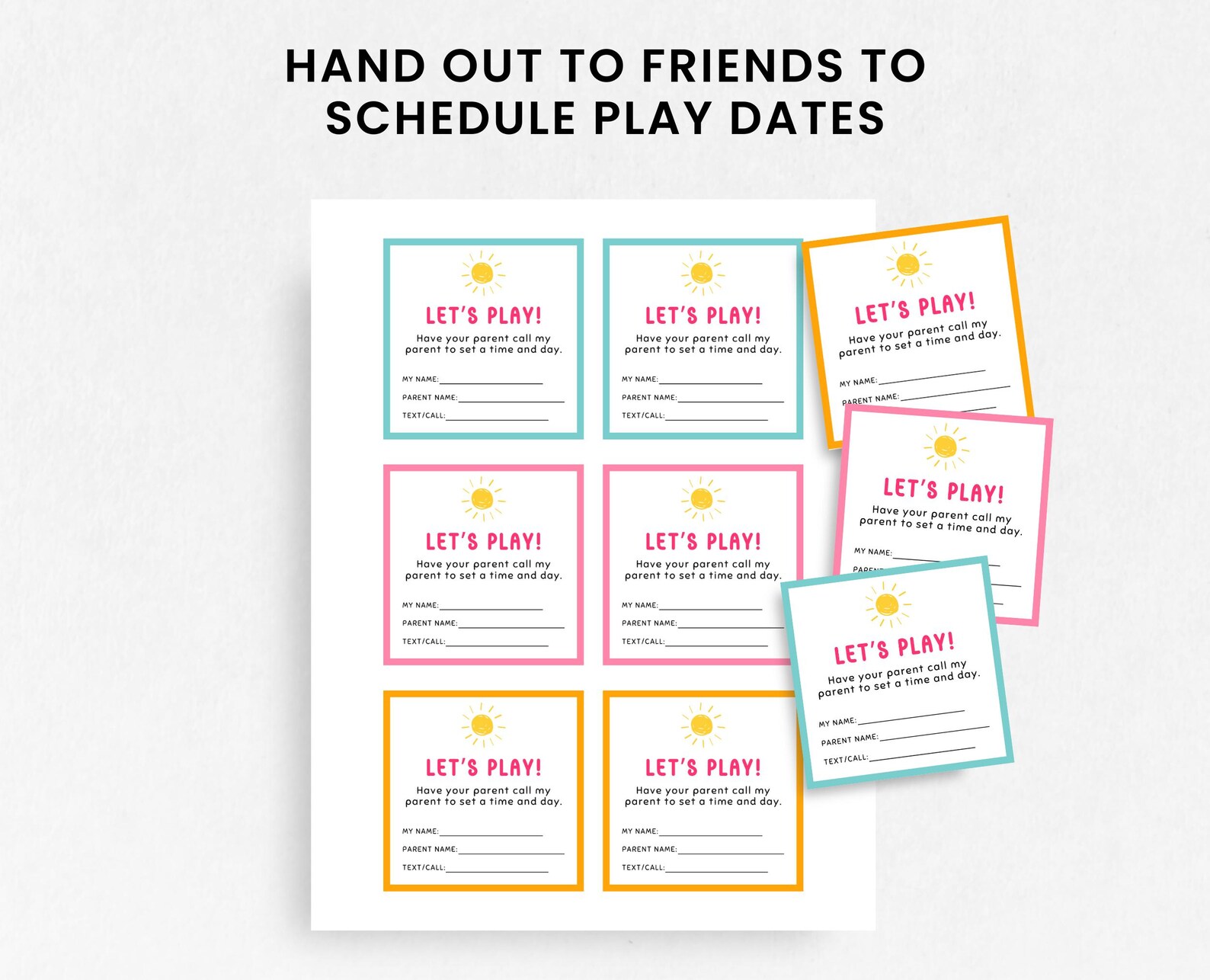 Printable Play Date Cards, Playdate Business Card, Keep in Touch ...