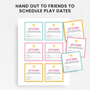 Printable Play Date Cards, Playdate Business Card, Keep in Touch ...