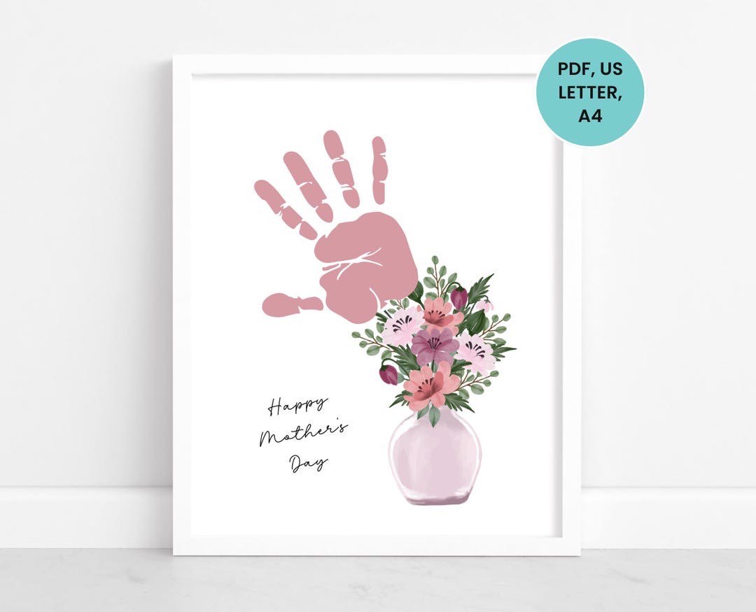 Mother's Day Flower Handprint Craft, Mom Handprint Art, Mothers Day ...