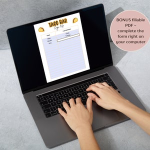 Taco Bar Potluck Sign up Sheet, Office Potluck Party Printable, Taco ...