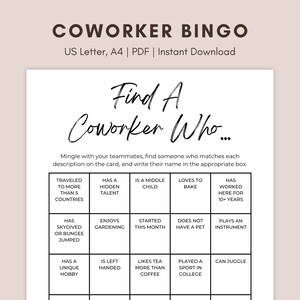 Coworker Bingo, Work Bingo, Office Bingo Printable, Bingo Game for ...