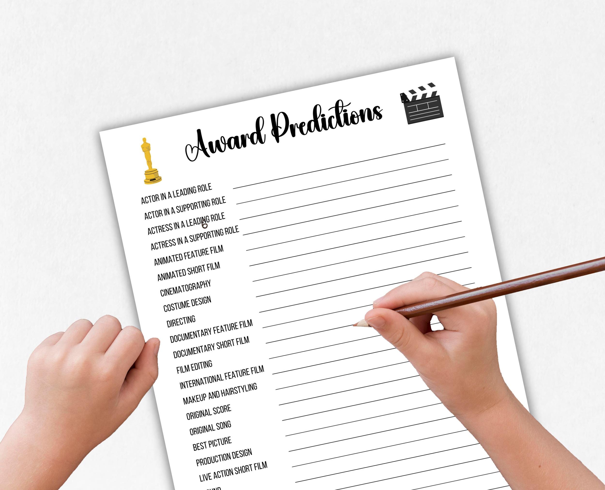 Editable Award Predictions Game, Movie Award Winner Predictions, Award ...