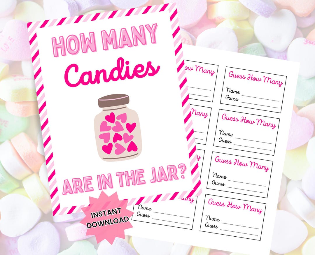 Valentine Guess How Many Candies Game, Valentine's Day Candy Guessing ...