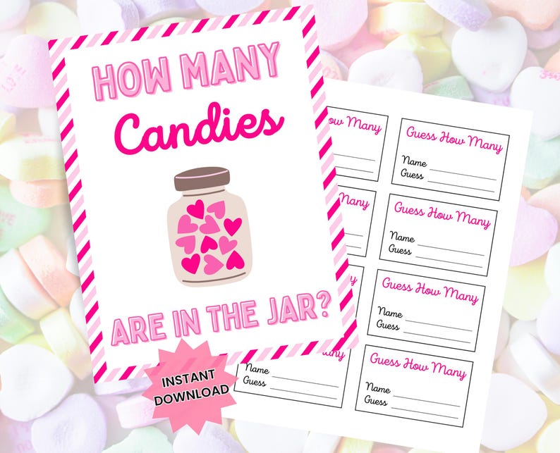 Valentine Guess How Many Candies Game, Valentine's Day Candy Guessing ...
