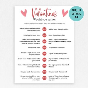 Valentines Would You Rather, Activities for Kids Printable, Valentine's ...