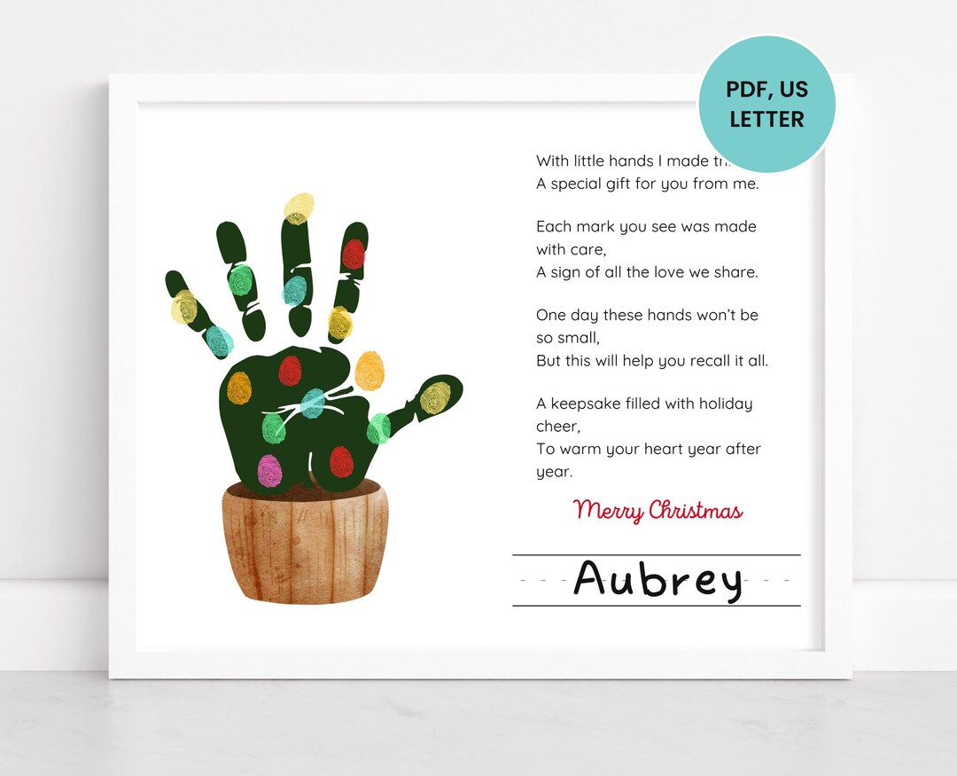 Christmas Tree Handprint Art Template, Christmas Handprint Poem Craft ...
