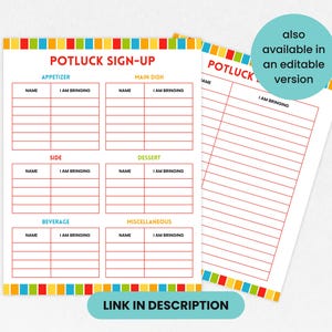 Fiesta Potluck Sign up Sheet, Office Potluck Party Printable, Taco ...