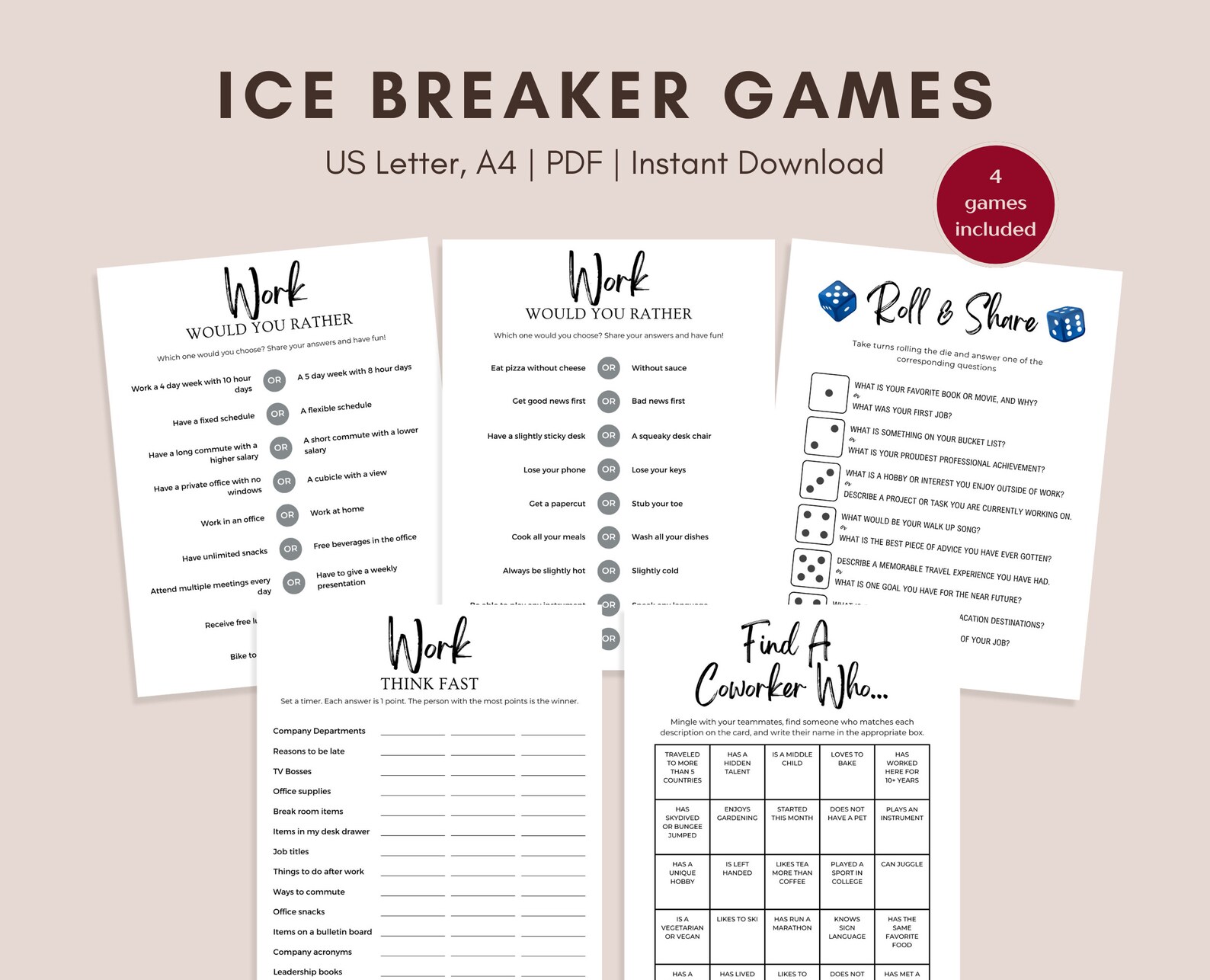Icebreaker Game Bundle, Printable Team Building Games, Group Activities ...