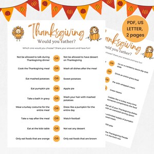 Thanksgiving Would You Rather, Activities for Kids Printable ...