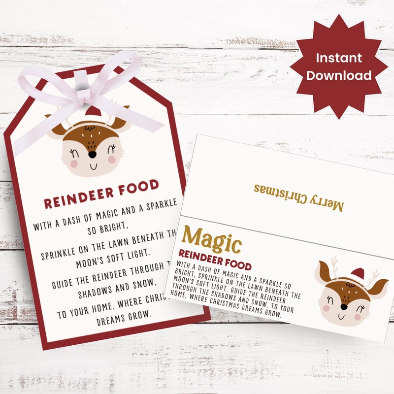 Reindeer Food Tag - Etsy