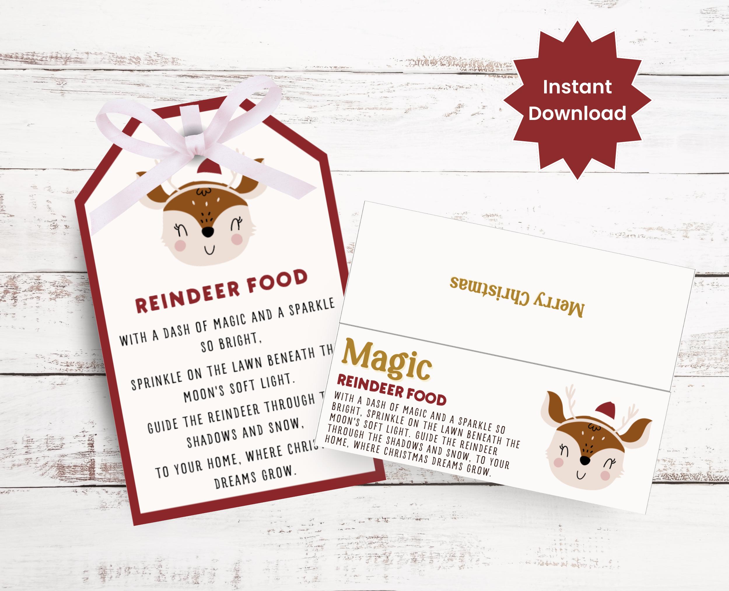 Reindeer Food Tags, Printable Magical Reindeer Tags, Christmas Eve ...