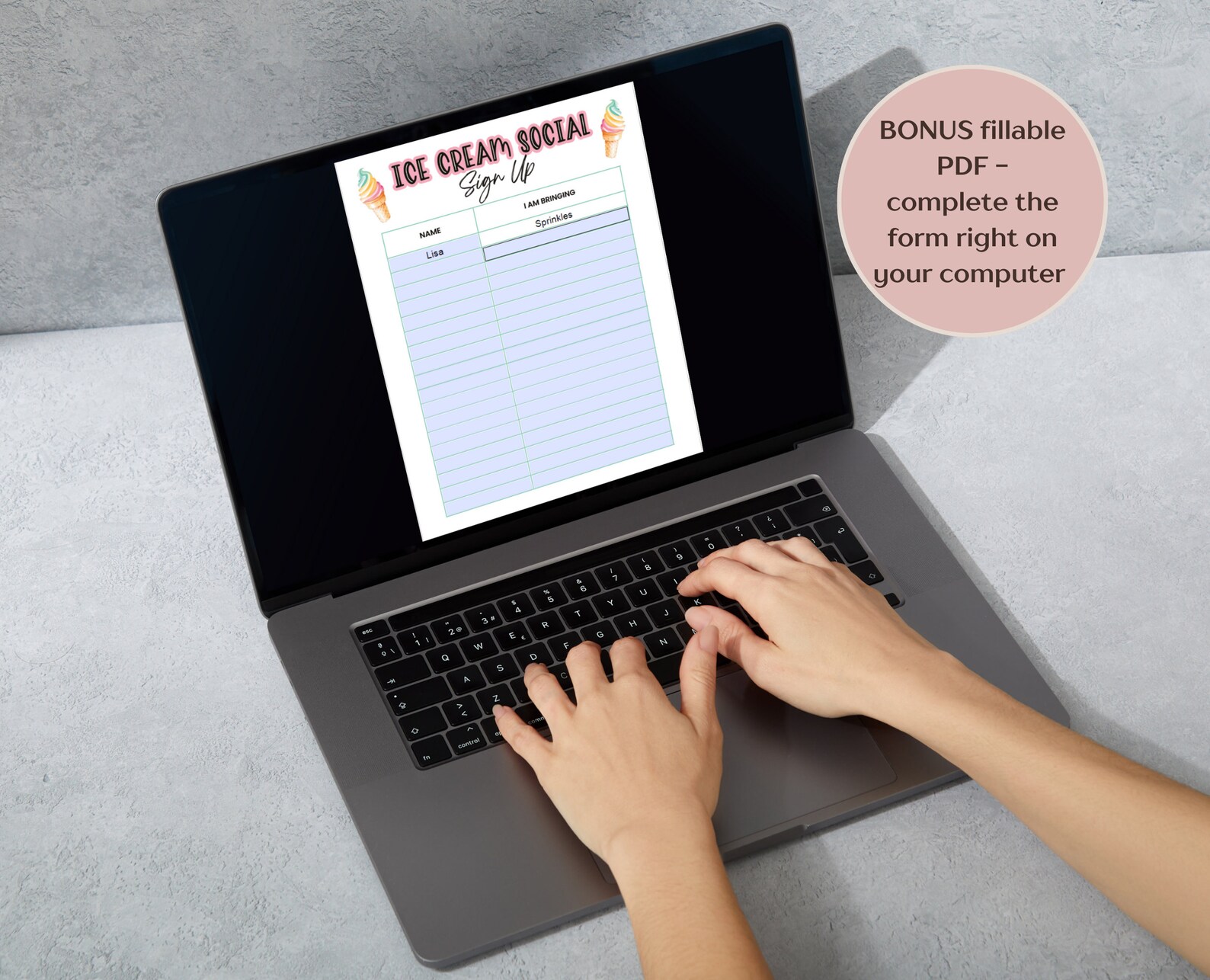 Ice Cream Social Sign up Sheet, Office Potluck Party Printable, Ice ...