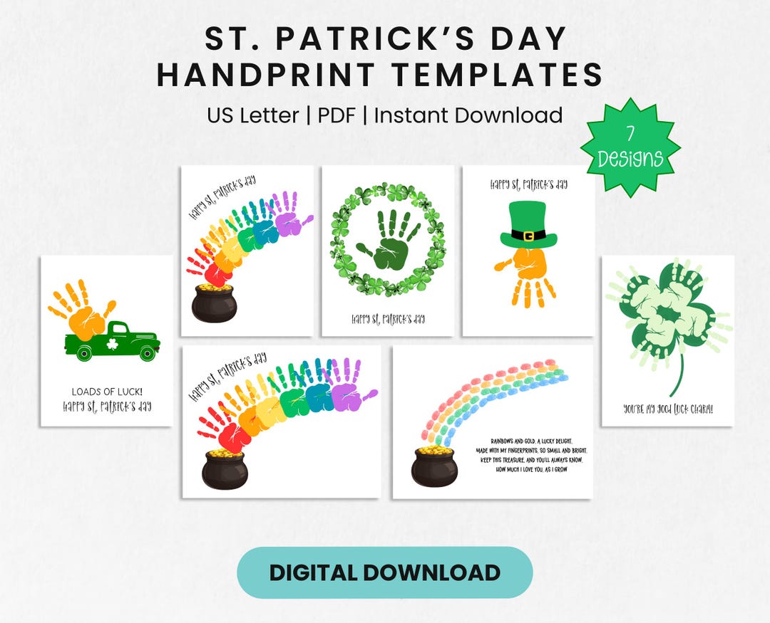 St. Patricks Day Handprint Art Templates, St Patricks Handprint Art, St ...