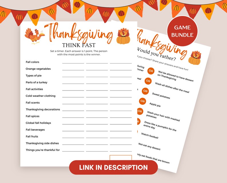 Thanksgiving Would You Rather, Activities for Kids Printable ...