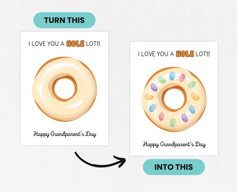 Donut Handprint Art Template for Grandparents Day, Grandma Fingerprint ...