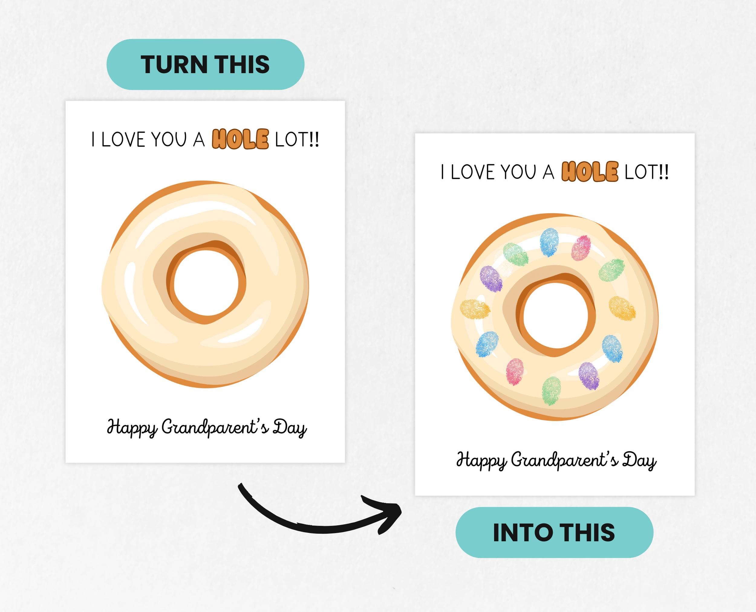 Donut Handprint Art Template for Grandparents Day, Grandma Fingerprint ...