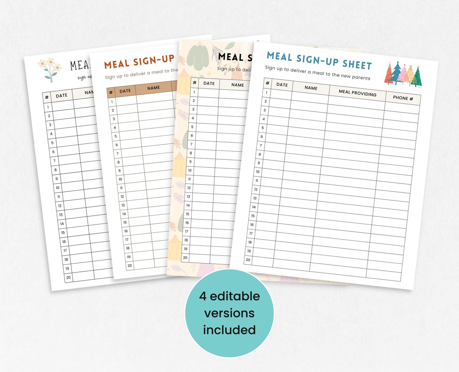 Editable Meal Sign up Sheet, Meal Train Signup Sheet Printable ...