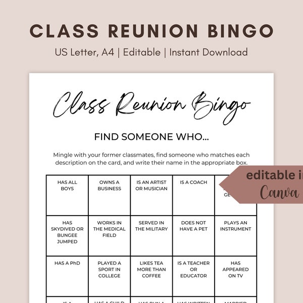Bingo for Class Reunion - Etsy