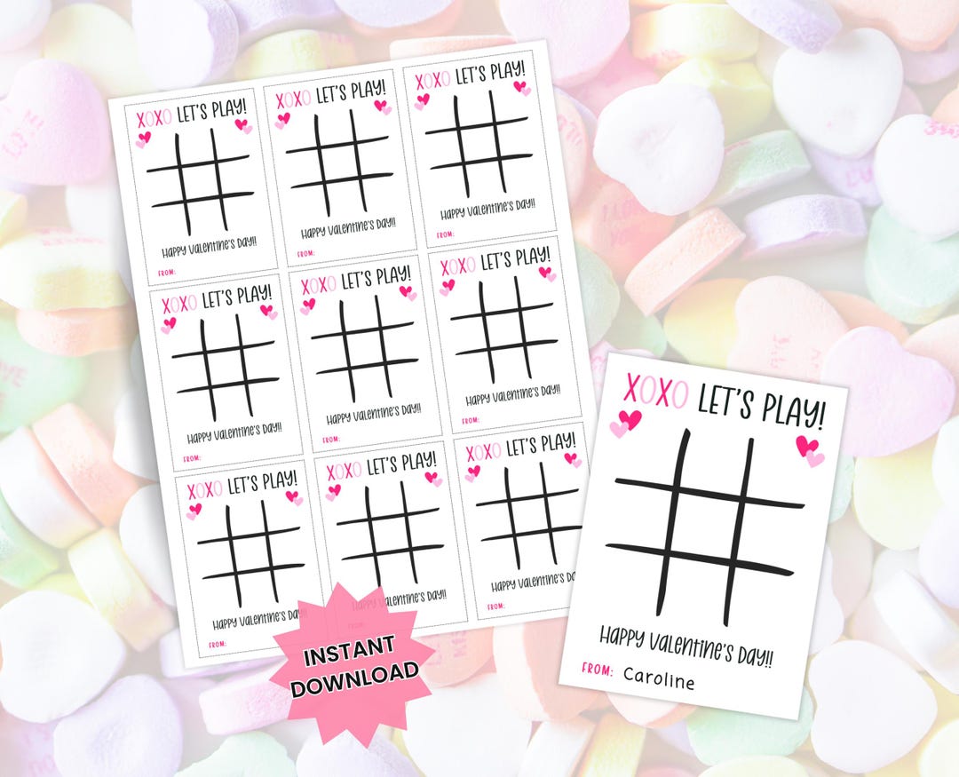 Tic Tac Toe Classroom Valentines, Valentine's Day Cards for Kids ...