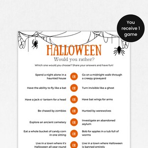 Halloween Would You Rather, Printable Halloween Party Activity, Virtual ...
