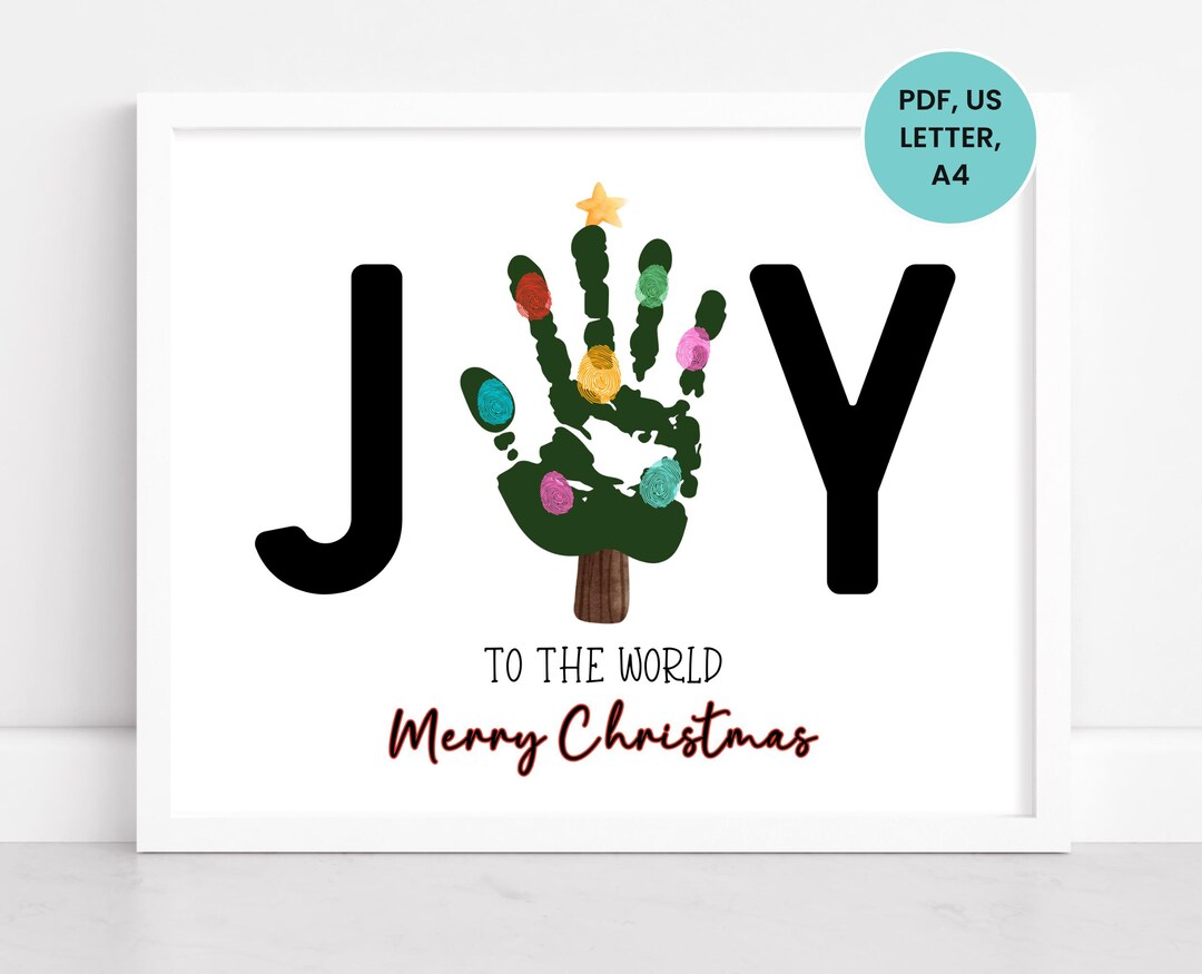 Christmas Handprint Craft Template, Joy to the World Christmas ...