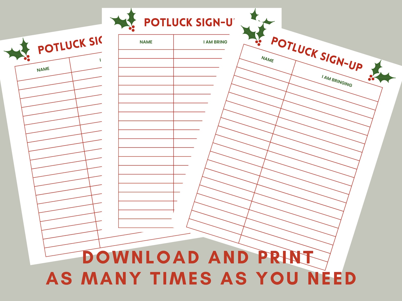 Editable Christmas Potluck Sign up Sheet, Office Potluck Party ...