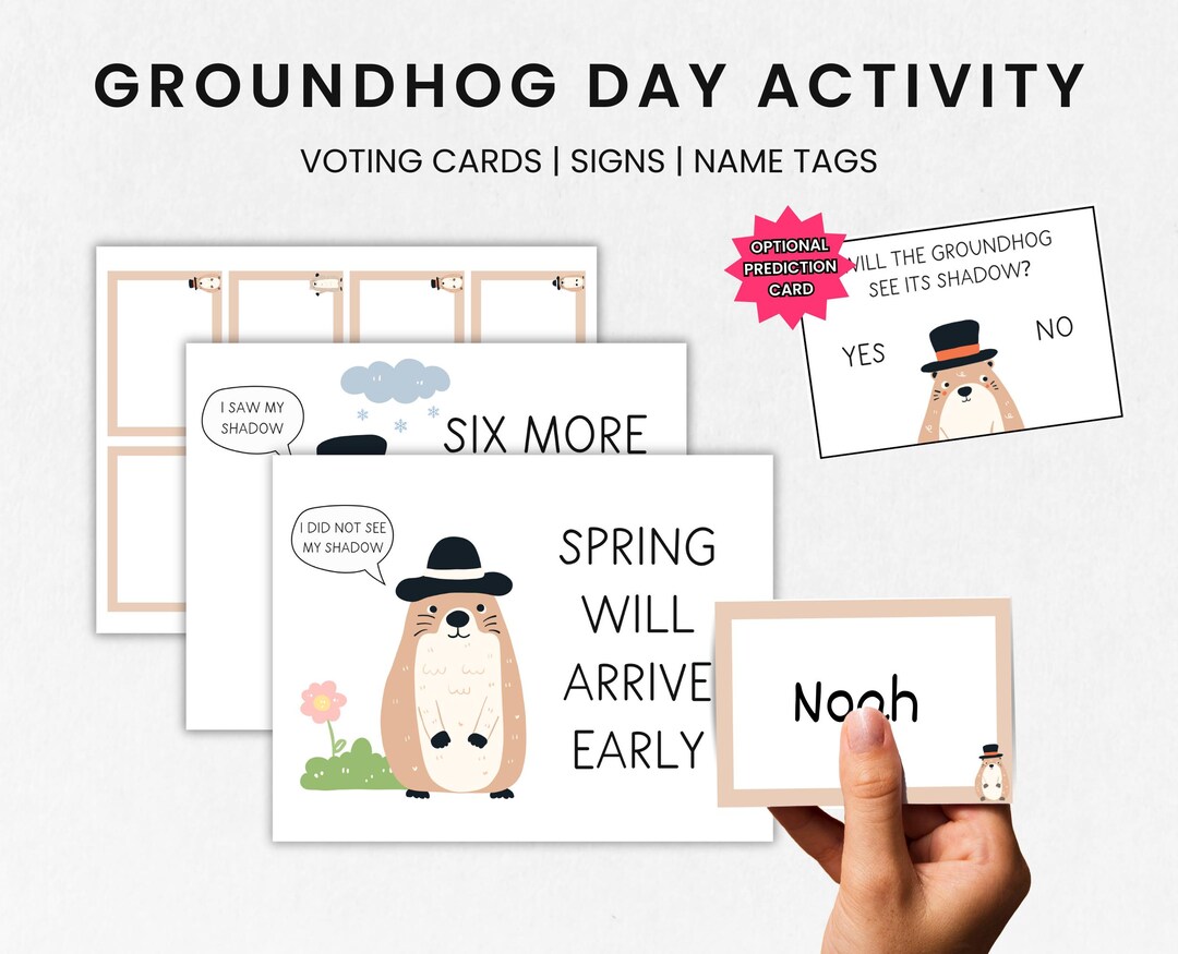 Groundhog Day Prediction Activity, Groundhog Day Prediction Cards ...