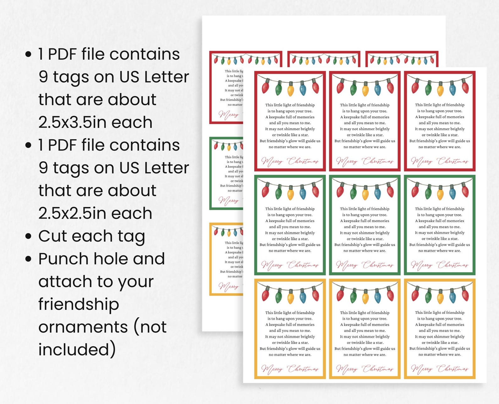 Friendship Ornament Tags Printable, Friendship Ornament Gift Tag, Best ...